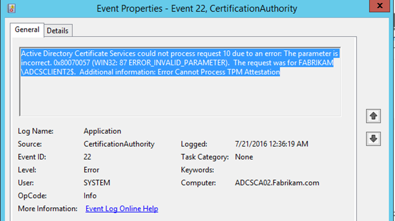 Details of the event with ID 22 of the source Microsoft-Windows ...