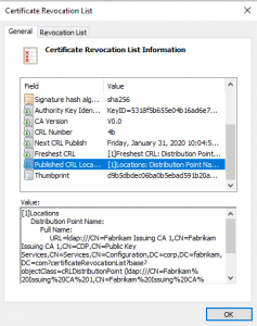 The publication of a certificate revocation list (CRL) fails with the ...