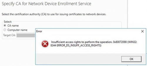 The role configuration for the Network Device Enrollment Service (NDES ...