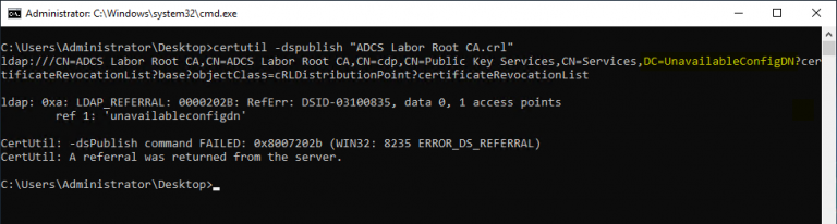 Manually publishing a certificate revocation list (CRL) to Active ...