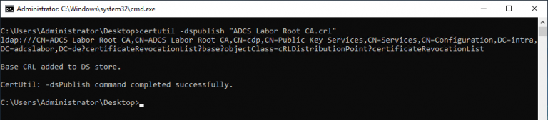 Manually publishing a certificate revocation list (CRL) to Active ...
