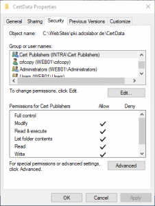 Publishing a certificate revocation list (CRL) fails with error message ...