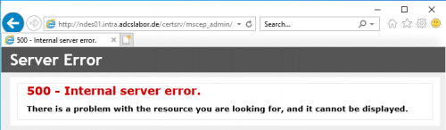 The Network Device Enrollment Service (NDES) logs the error message ...