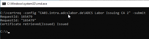 Sending a manually created certificate request to a certification ...