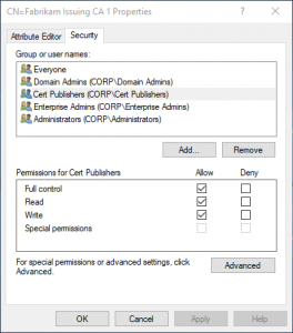 Publishing a certificate revocation list (CRL) fails with the error ...