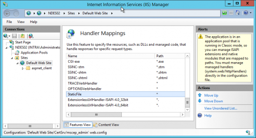 The Network Device Enrollment Service (NDES) administration web page ...