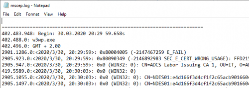 Enable debug logging for the Network Device Enrollment Service (NDES ...