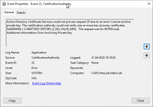Details of the event with ID 22 of the source Microsoft-Windows ...