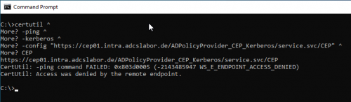 Requesting A Certificate Via The Certificate Enrollment Policy Web Service Cep Fails With