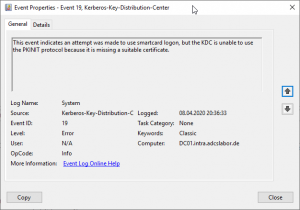 Details of event with ID 19 of source Microsoft-Windows-Kerberos-Key ...
