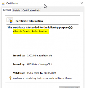 Configuring a certificate template for Remote Desktop (RDP ...