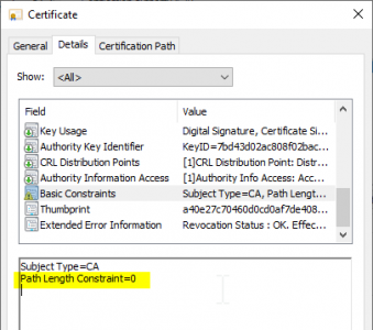 Configuring the path length constraint for certificates issued by a ...