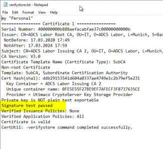Checking the connection to the private key of a certificate (e.g. when ...