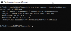 Manual application for a Remote Desktop (RDP) certificate - Uwe Gradenegger