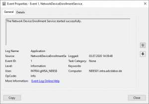 Performing a function test for the Network Device Enrollment Service ...