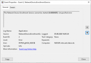 Details of event with ID 2 of source Microsoft-Windows ...