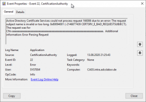 Details of the event with ID 22 of the source Microsoft-Windows ...