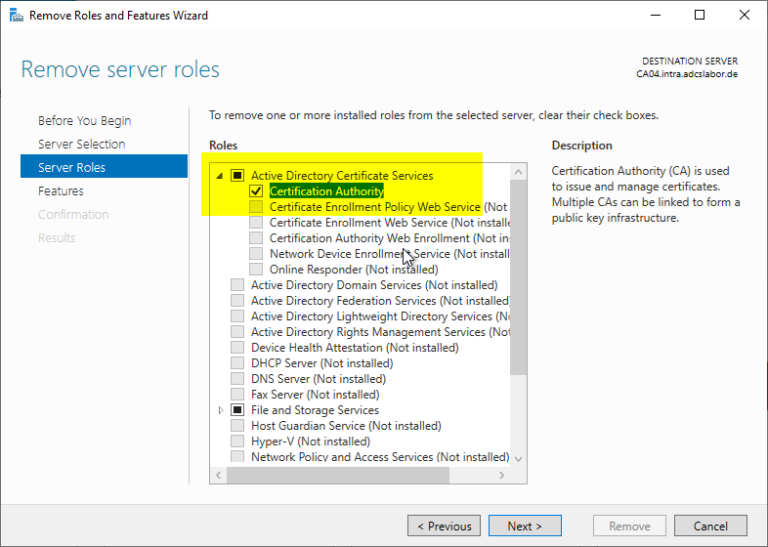 Deconstruction of an Active Directory integrated certification ...