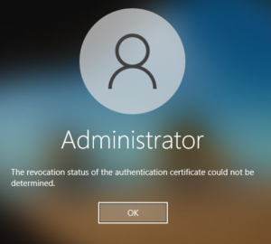 Login via smartcard fails with error message "The revocation status of ...