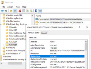 The display name of a certificate template is not resolved. Only the object identifier (OID) of ...