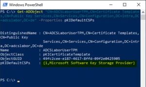 Configure a certificate template to use the Microsoft Platform Crypto ...