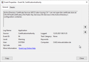 Details of the event with ID 94 of the source Microsoft-Windows ...