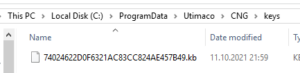 Restoring the connection to the private key fails with error message "Cannot find object or ...