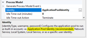 Selecting the identity for the IIS application pool of the Network ...