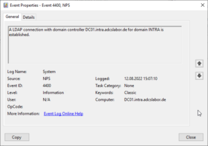 Logins via the Network Policy Server (NPS) fail with the reason "Authentication failed due to a ...