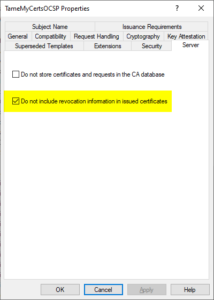 Configuring a certificate template for online responder (OCSP) response ...
