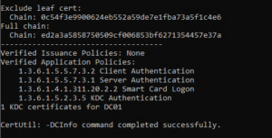 Smartcard login fails with error message "A certification chain ...
